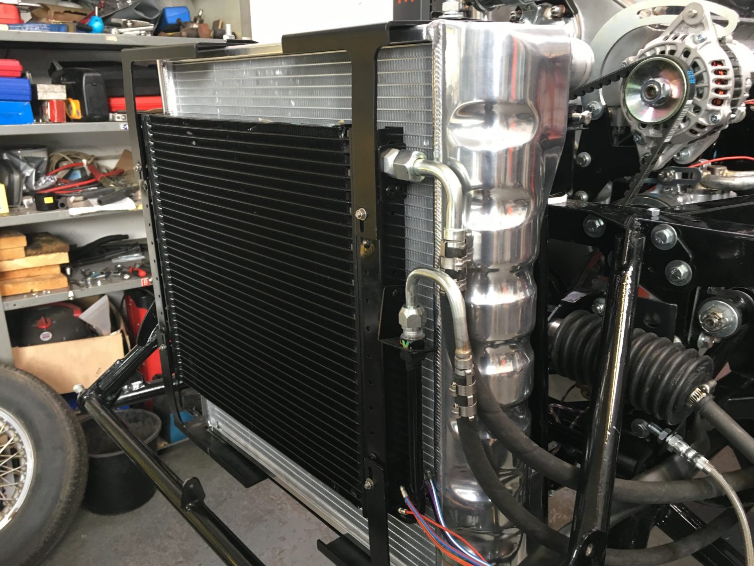 Fitting the new aluminium radiator and header tank - Bridge Classic Cars