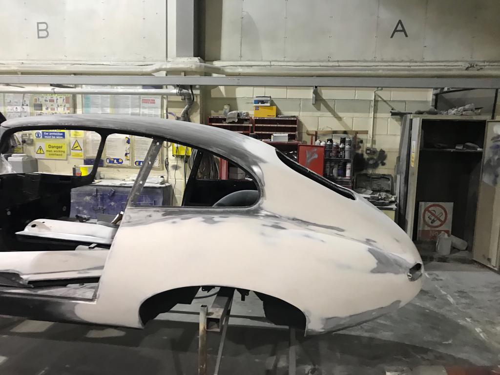 Preparing our Jaguar E-Type racing bodyshell - Bridge Classic Cars
