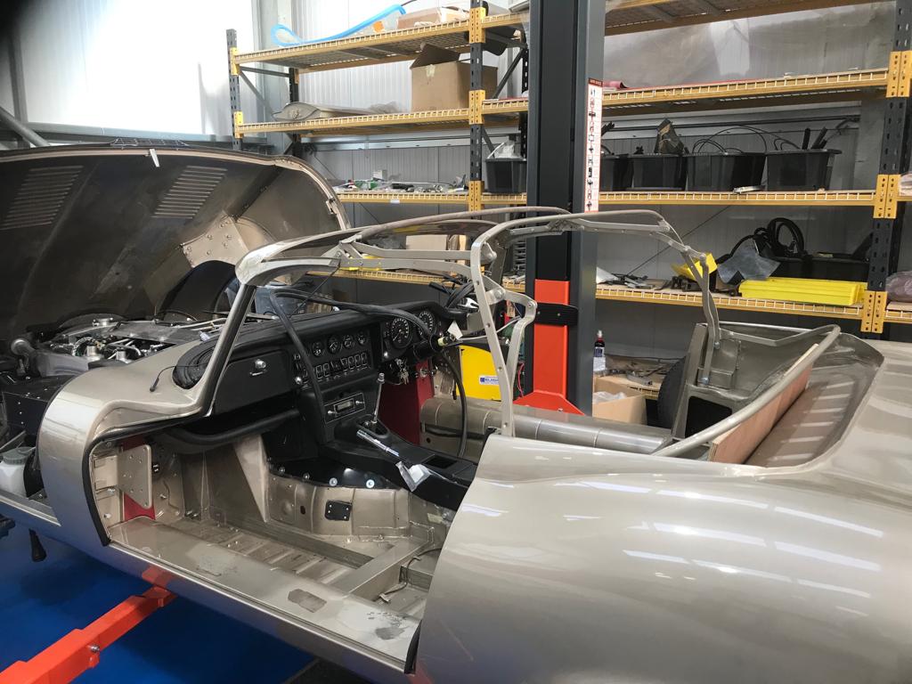 Fitting up the hood frame of our 1971 Jaguar E-Type - Bridge Classic Cars