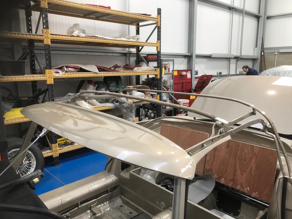 Fitting up the hood frame of our 1971 Jaguar E-Type - Bridge Classic Cars